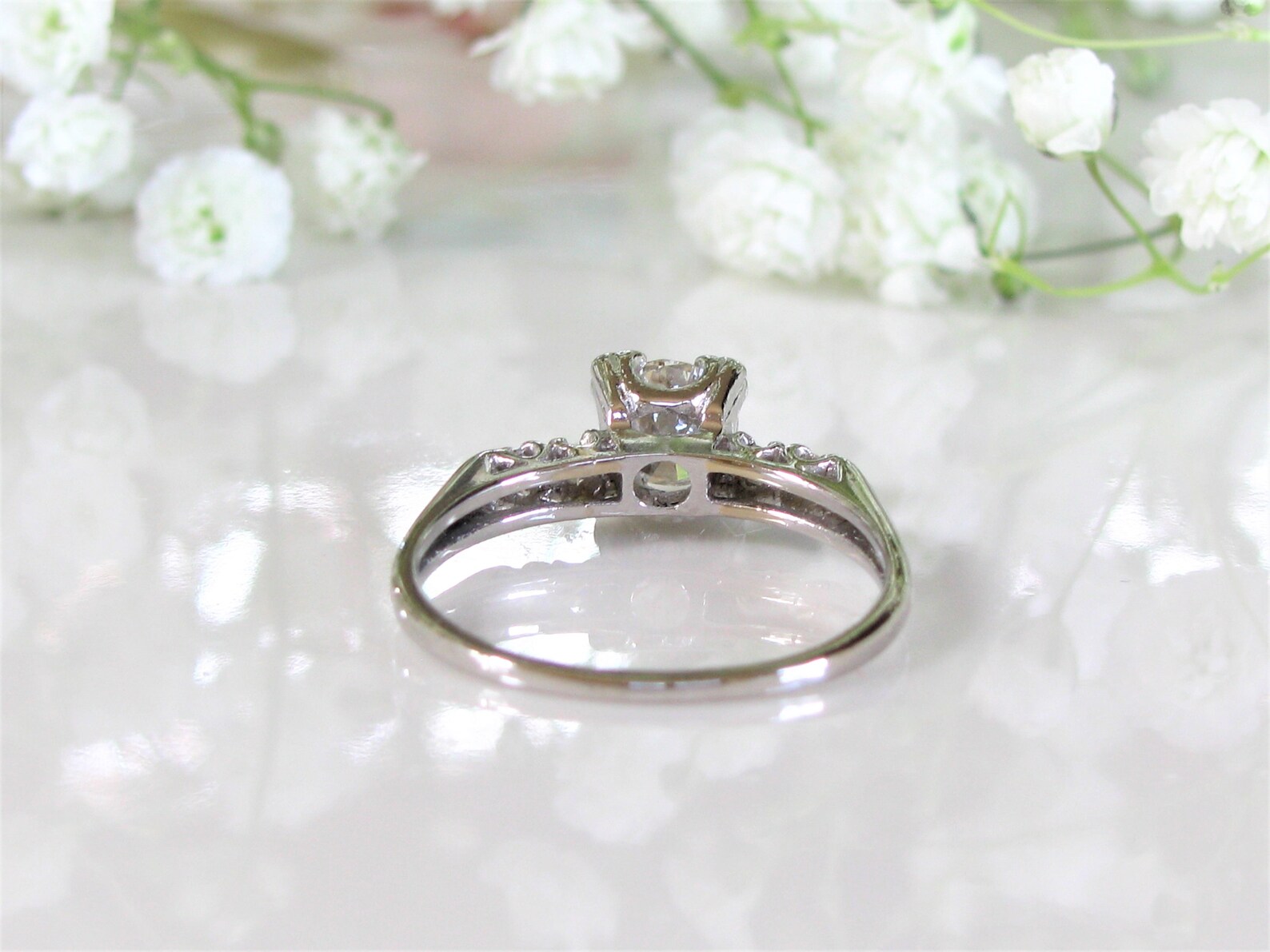 Art Deco Platinum Engagement Ring 0.84ct Transitional Cut | Etsy