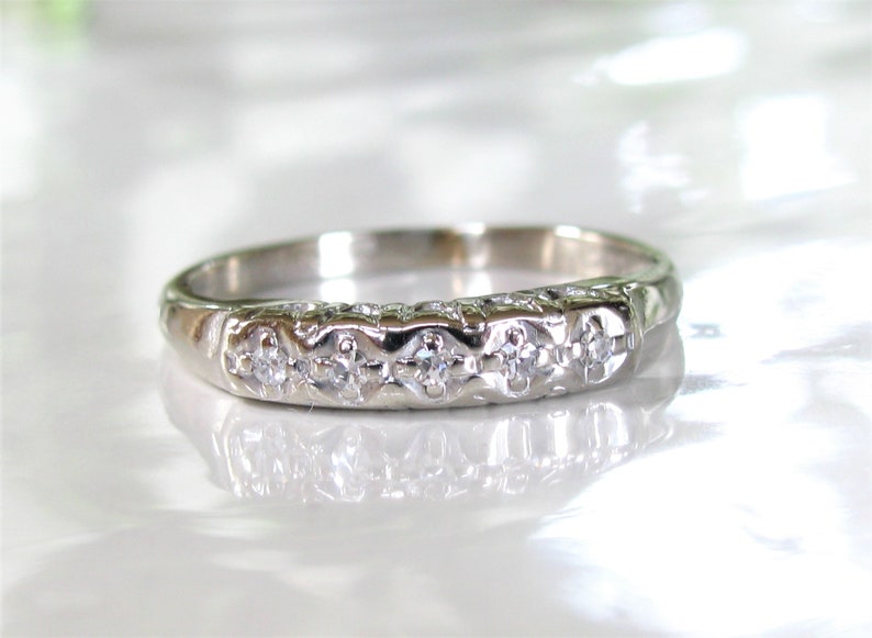 Vintage Keepsake Diamond Wedding Ring 14K White Gold Ladies | Etsy