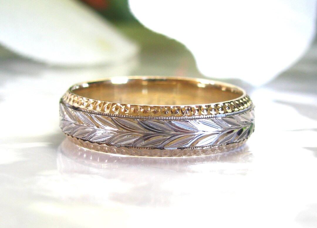 Vintage Men's Wedding Ring Frederick Goldman Unisex Wide Wedding Band ...