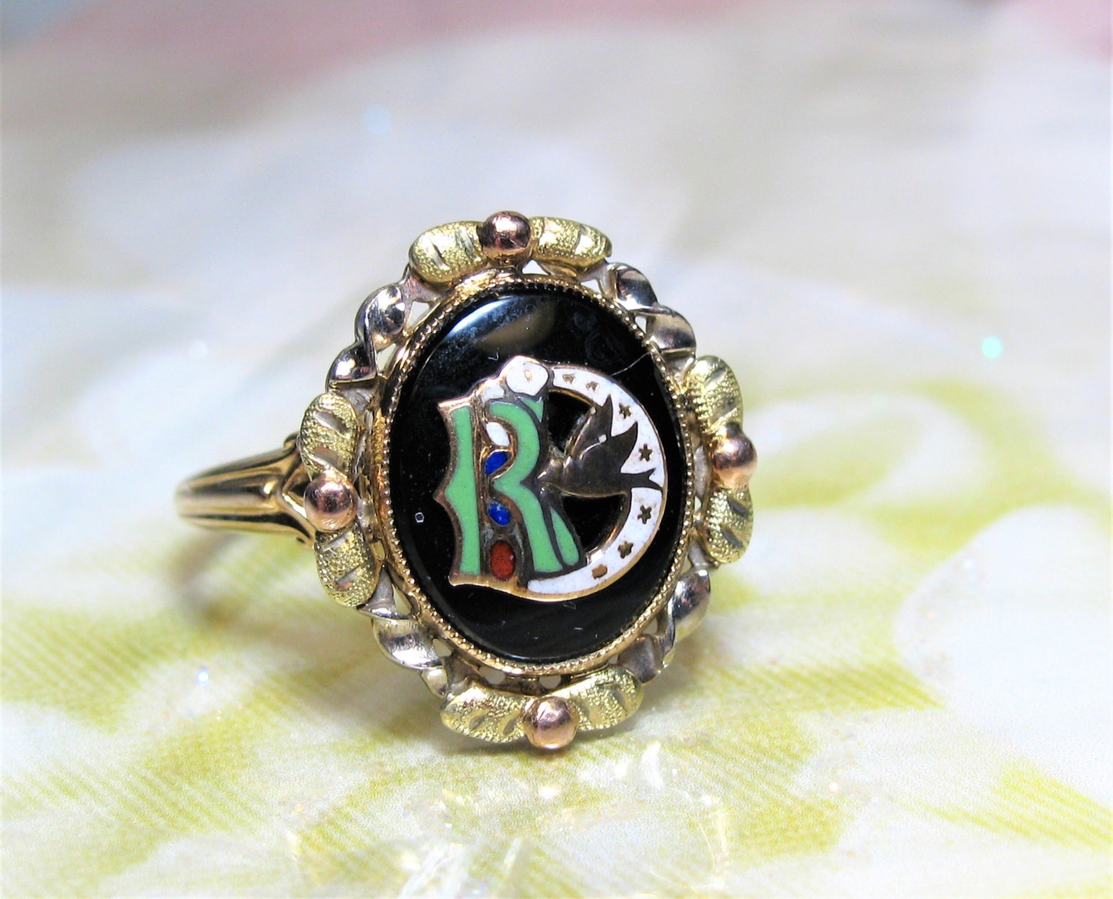 Vintage Daughters of Rebekah Ring 10K Tri-colored Gold Floral | Etsy