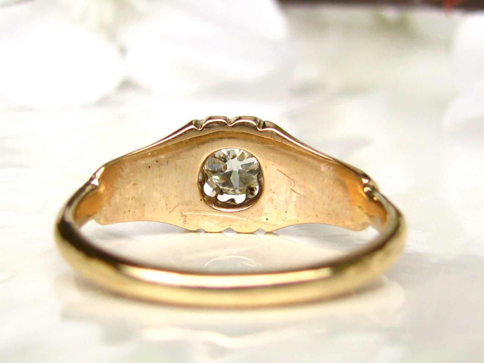 Antique Engagement Ring Belcher Buttercup Setting 0.33ct Old - Etsy