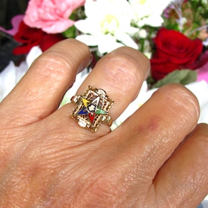 Vintage Order of the Eastern Star Ring 10K Gold Filigree Ring Unique ...