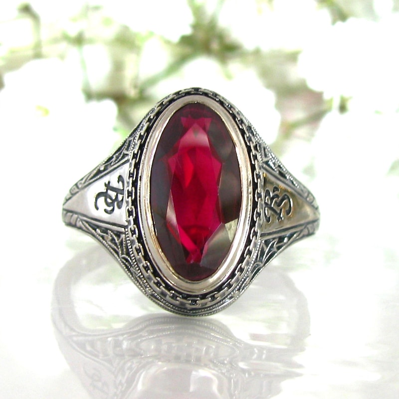 Ruby Filigree Ring - Etsy