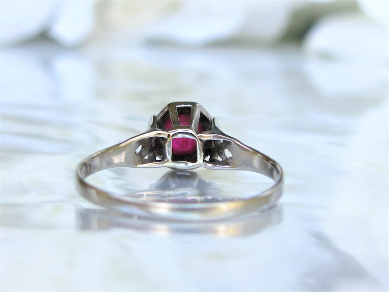 Antique Ruby Engagement Ring 0.65ct Synthetic Ruby Ring 10K | Etsy