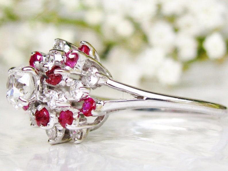 Vintage Ruby & Old Mine Cut Diamond Engagement Ring 0.86dtw - Etsy