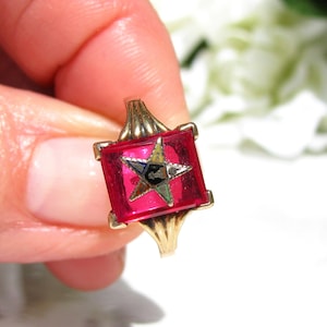 Vintage Order of the Eastern Star Ring Spinel OES Ring Ladies Masonic ...
