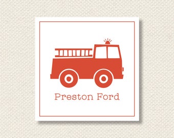 Fire Truck Name Tag - Etsy