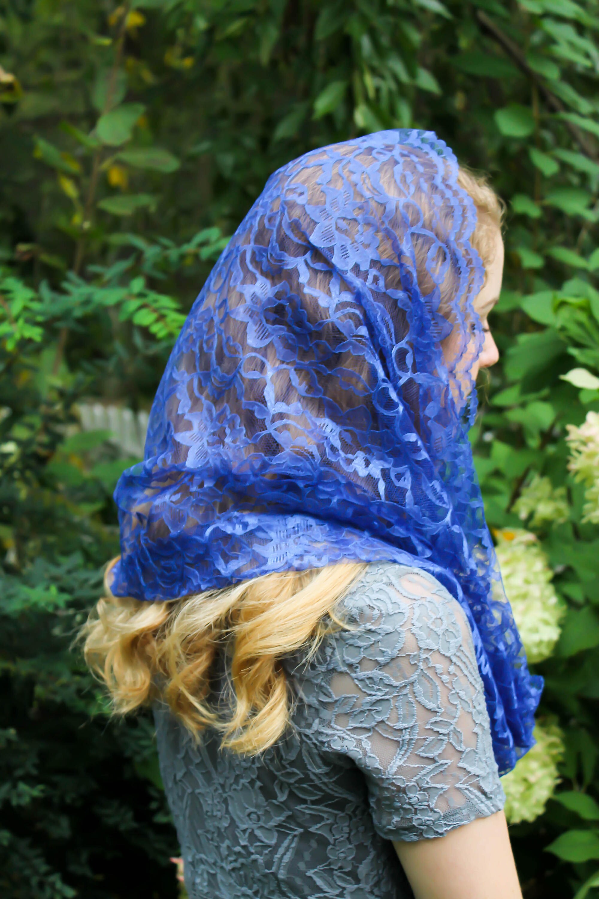 Evintage Veils: READY TO SHIP Marian Blue Soft Lace Infinity Chapel ...