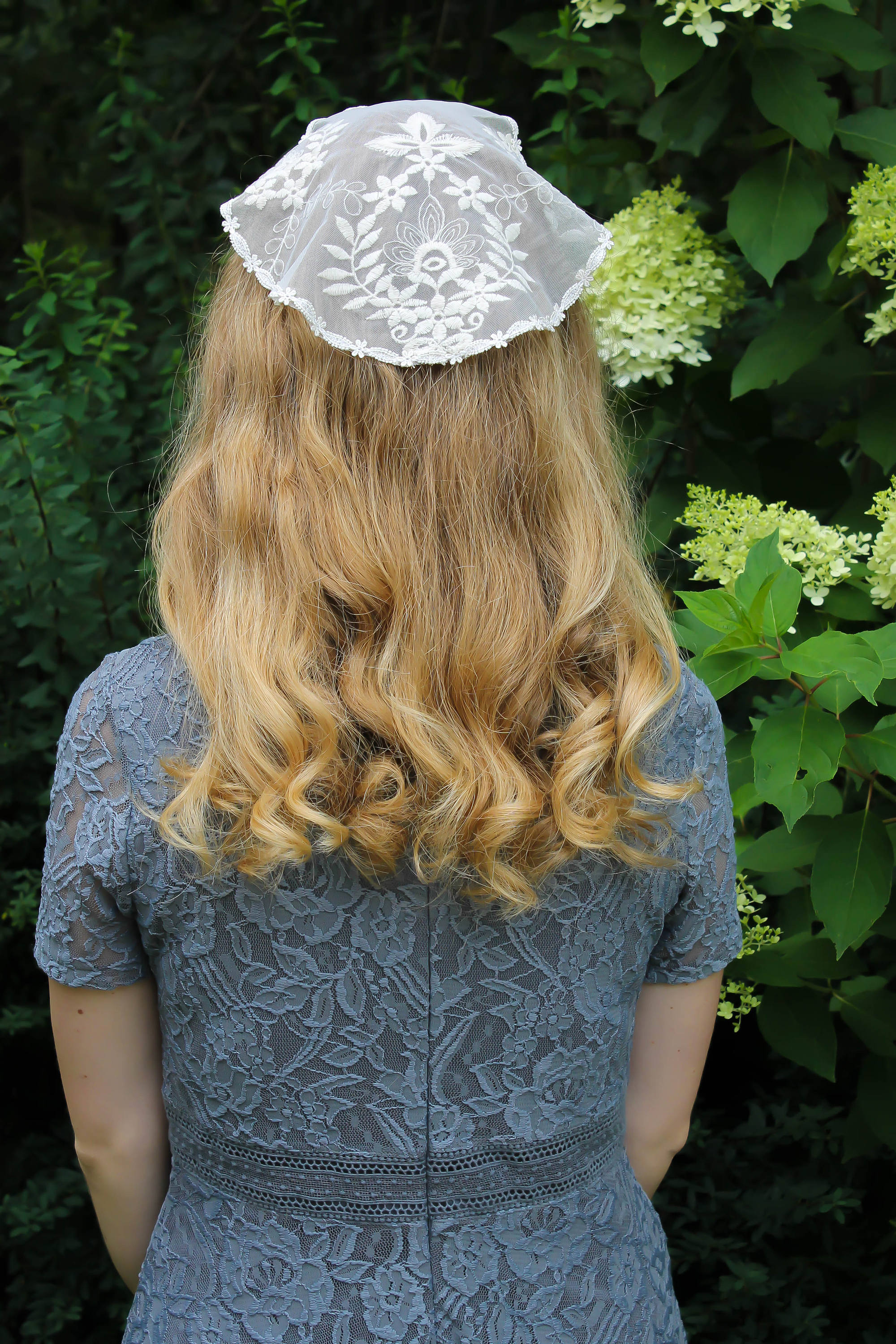 Evintage Veils~ Our Lady of Fatima Ivory Lace Chapel Cap