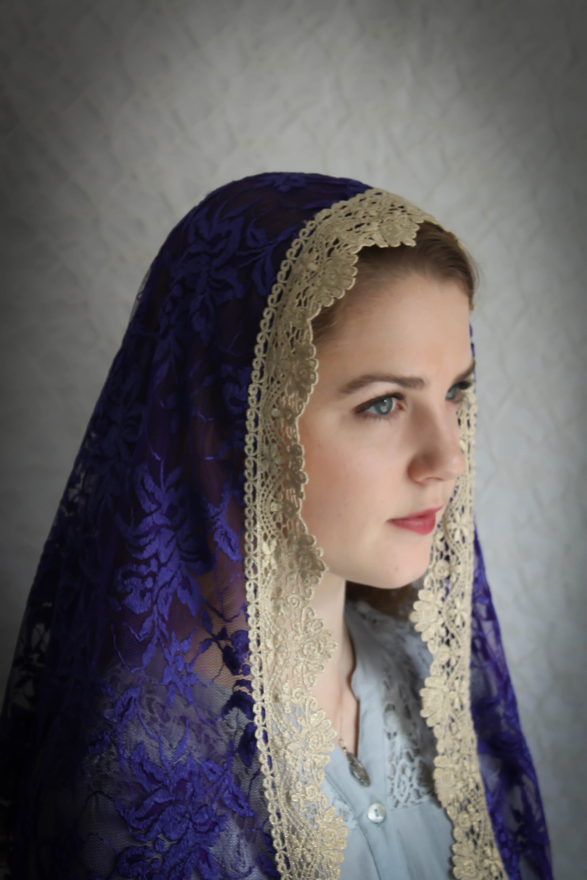 Evintage Veils~Our Lady of the Fields Royal Purple and Gold Chapel Veil ...