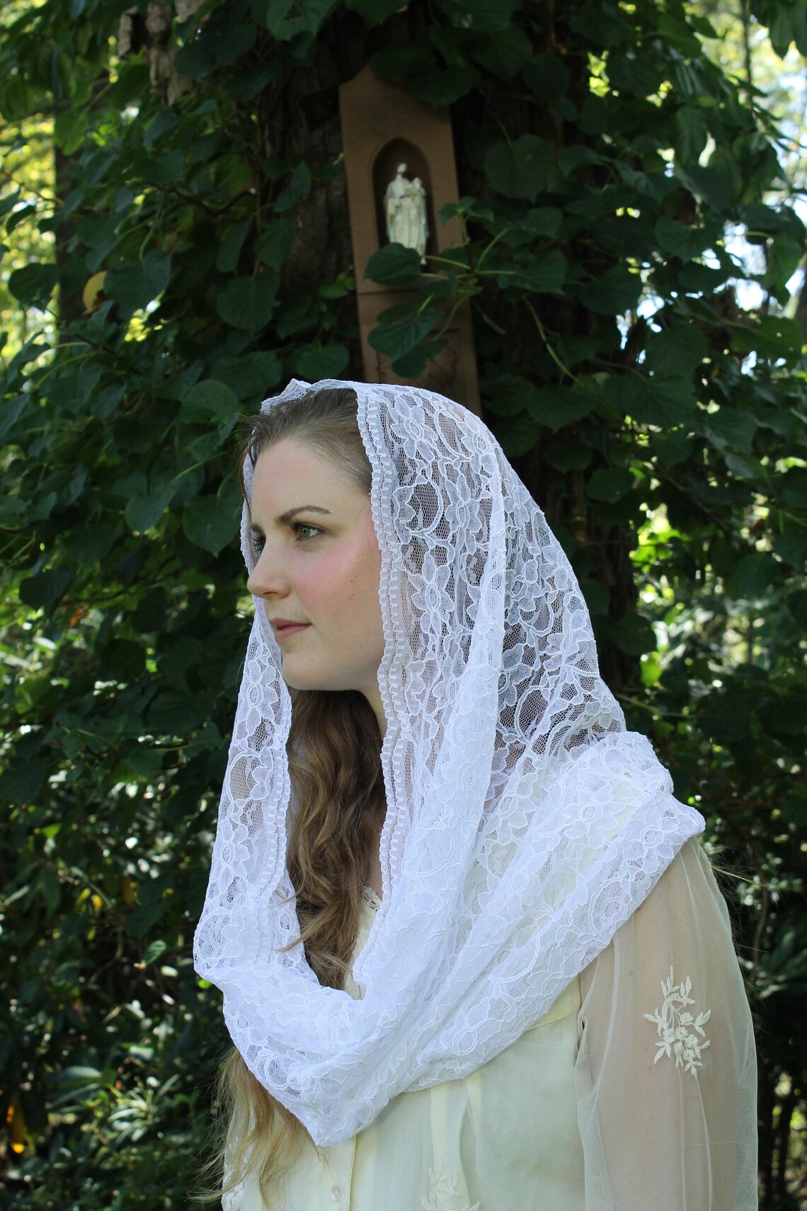 Evintage Veils~ READY TO SHIP Pure White Regina Caeli Embroidered Lace ...