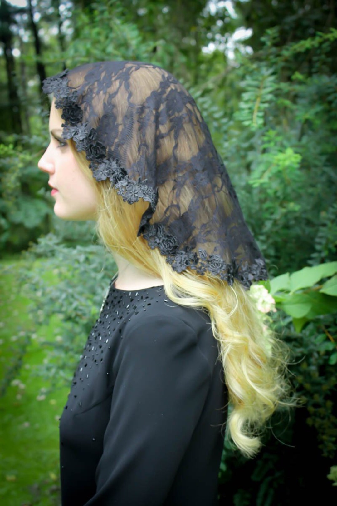 Evintage Veils~ Princess Style Floral Wreath Lace Trim Traditional ...