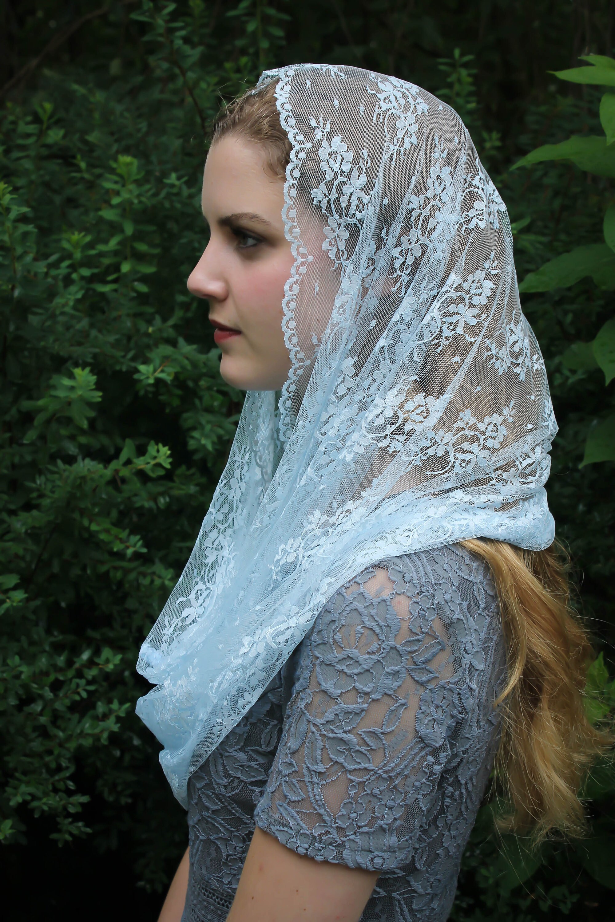 Evintage Veils: Our Lady Queen of Peace Marian Blue Chantilly Lace ...