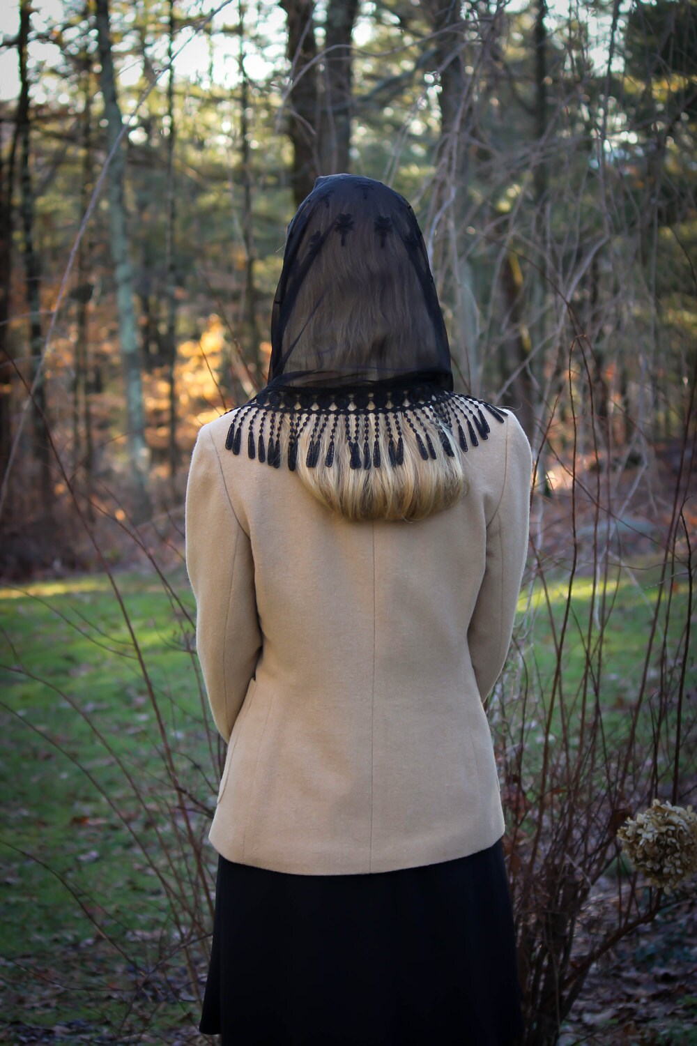 Evintage Veils~ French Lace Chapel Veil Mantilla Infinity Veil Latin ...