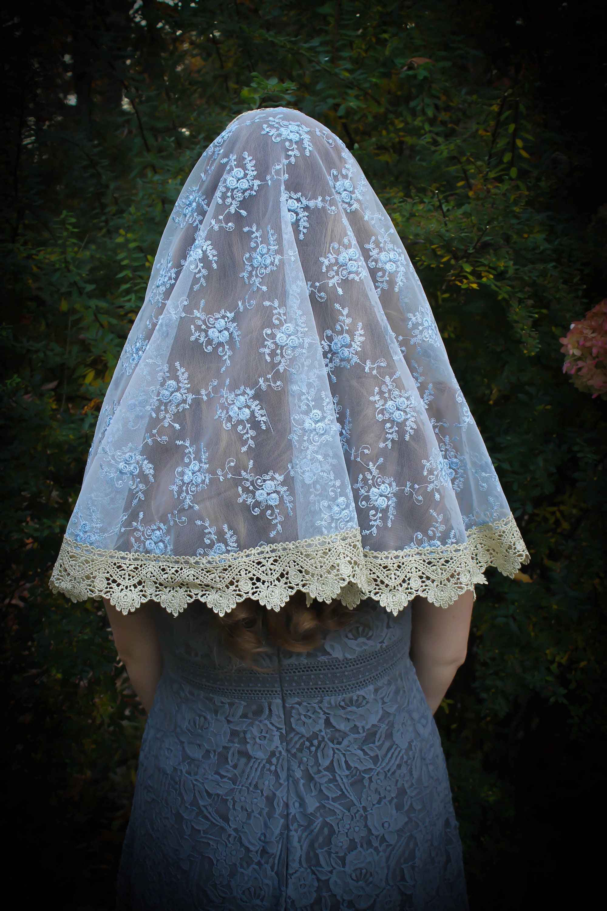 Evintage Veils~ Our Lady of the Rosary Joyful Mysteries Marian Blue ...