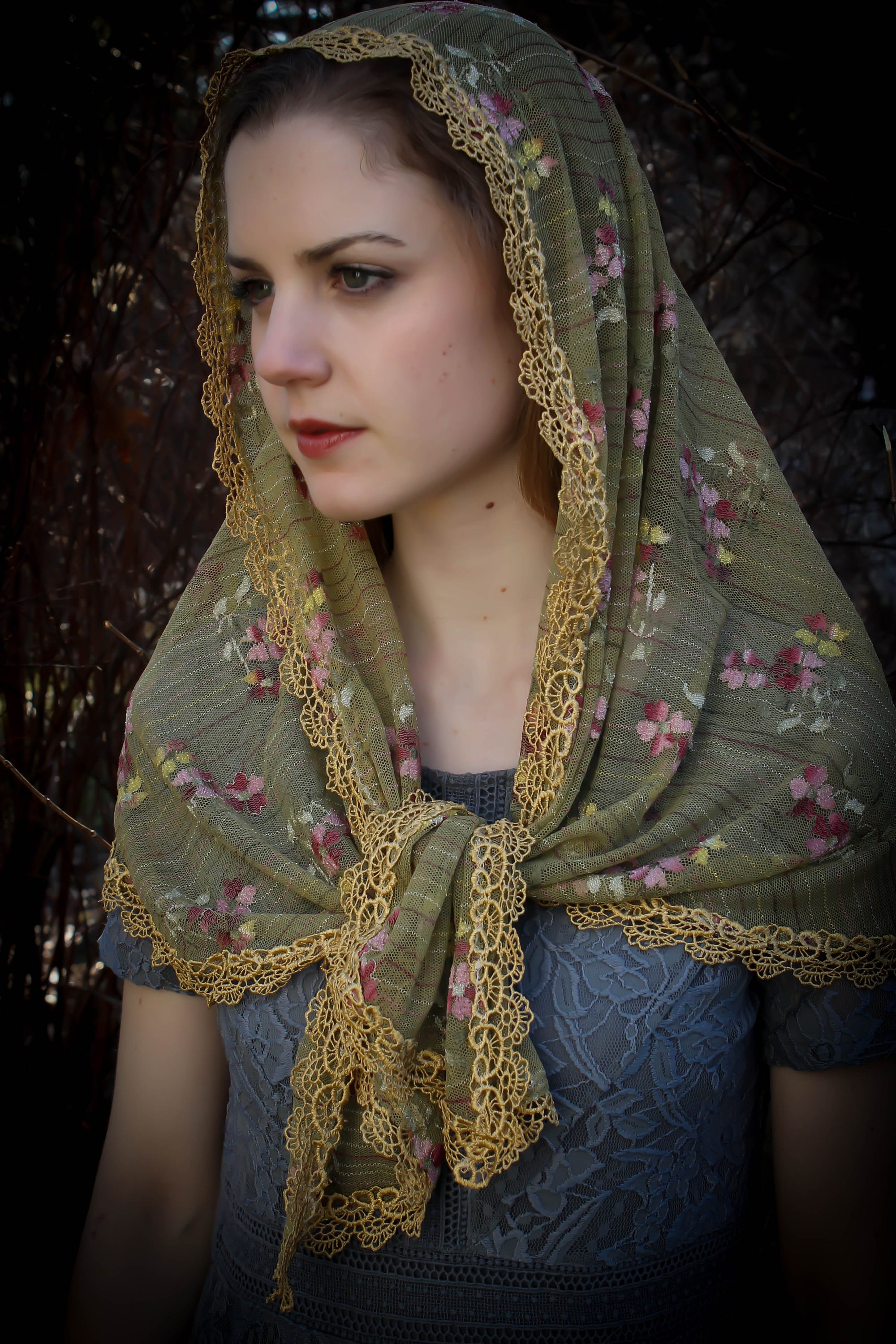 Evintage Veils~Our Lady of the Fields Wildflowers Chapel Veil Mantilla ...