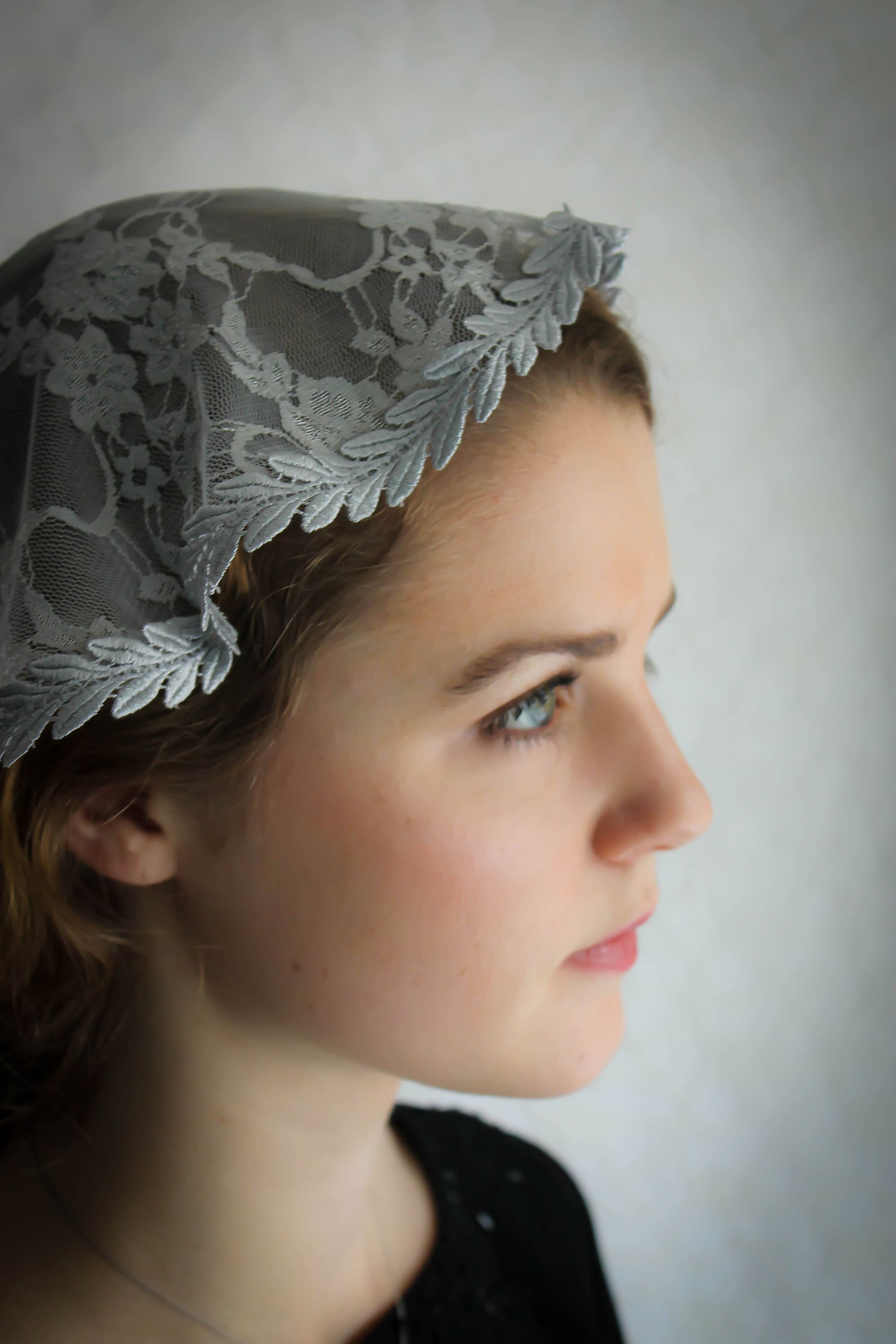 Evintage Veils~READY TO SHIP Princess Style Frost Gray Laurel Leaf ...