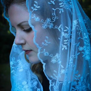 Evintage Veils: READY TO SHIP Lovely Marian Blue Embroidered Lace ...