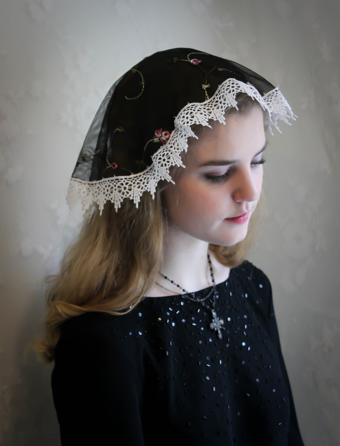 Evintage Veils~St. Therese Little Flower Black Princess Style ...