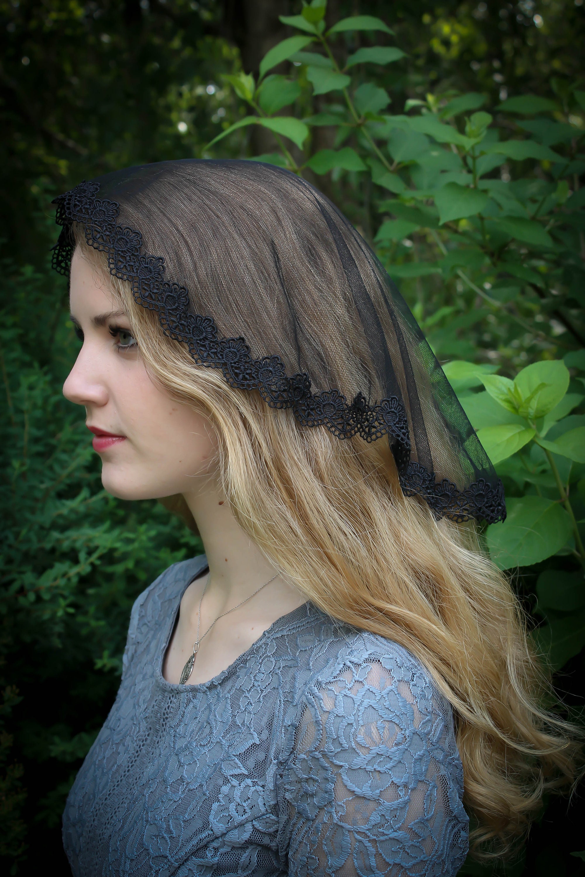 Evintage Veils~ Black Simplicity Princess Style Traditional Catholic ...