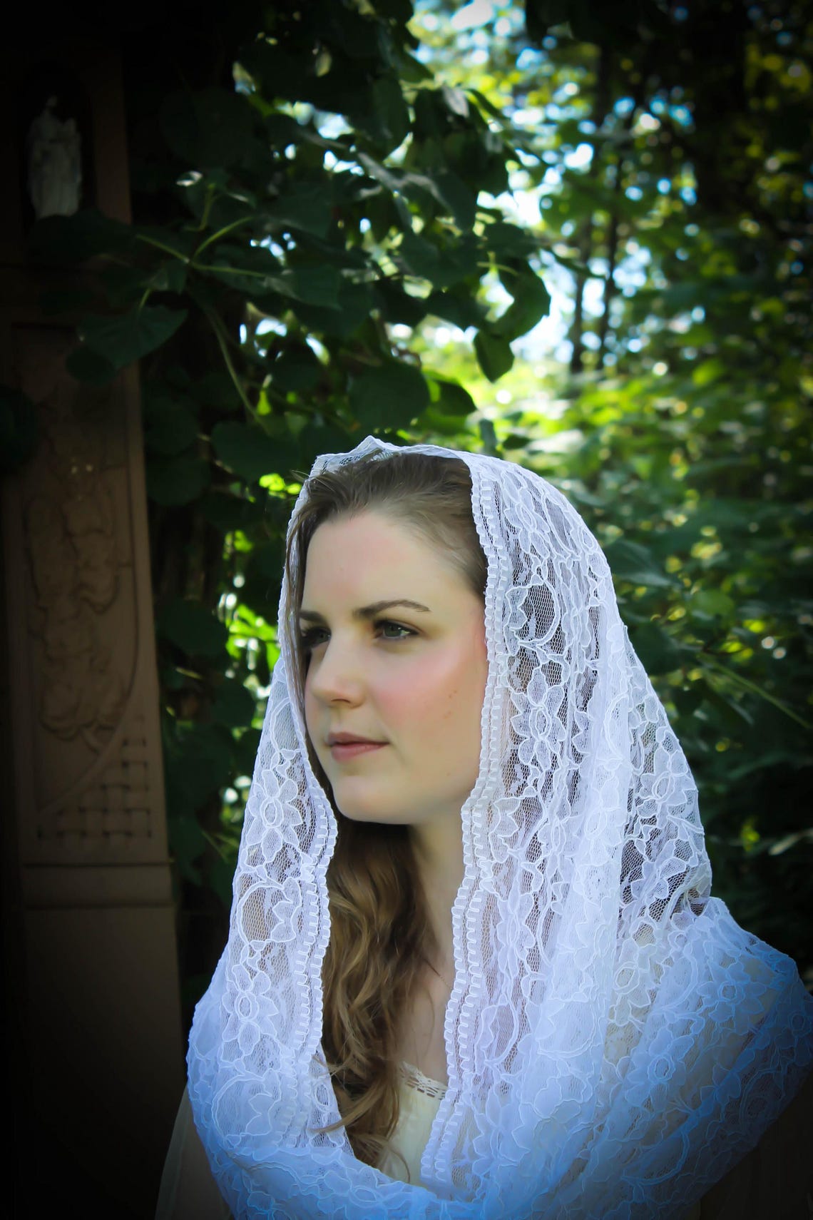 Evintage Veils~ READY TO SHIP Pure White Regina Caeli Embroidered Lace ...