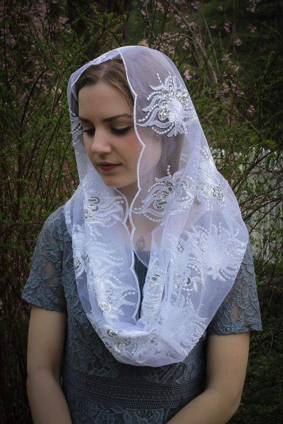 Evintage Veils Queen of Peace White/silver OR Gold on - Etsy
