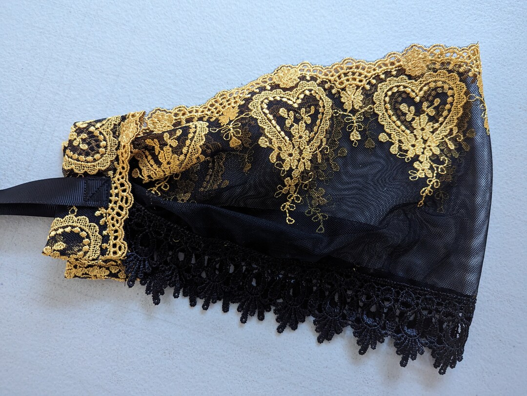 Evintage Veils~ Flame of Love Headwrap Embroidered Lace Kerchief Veil ...