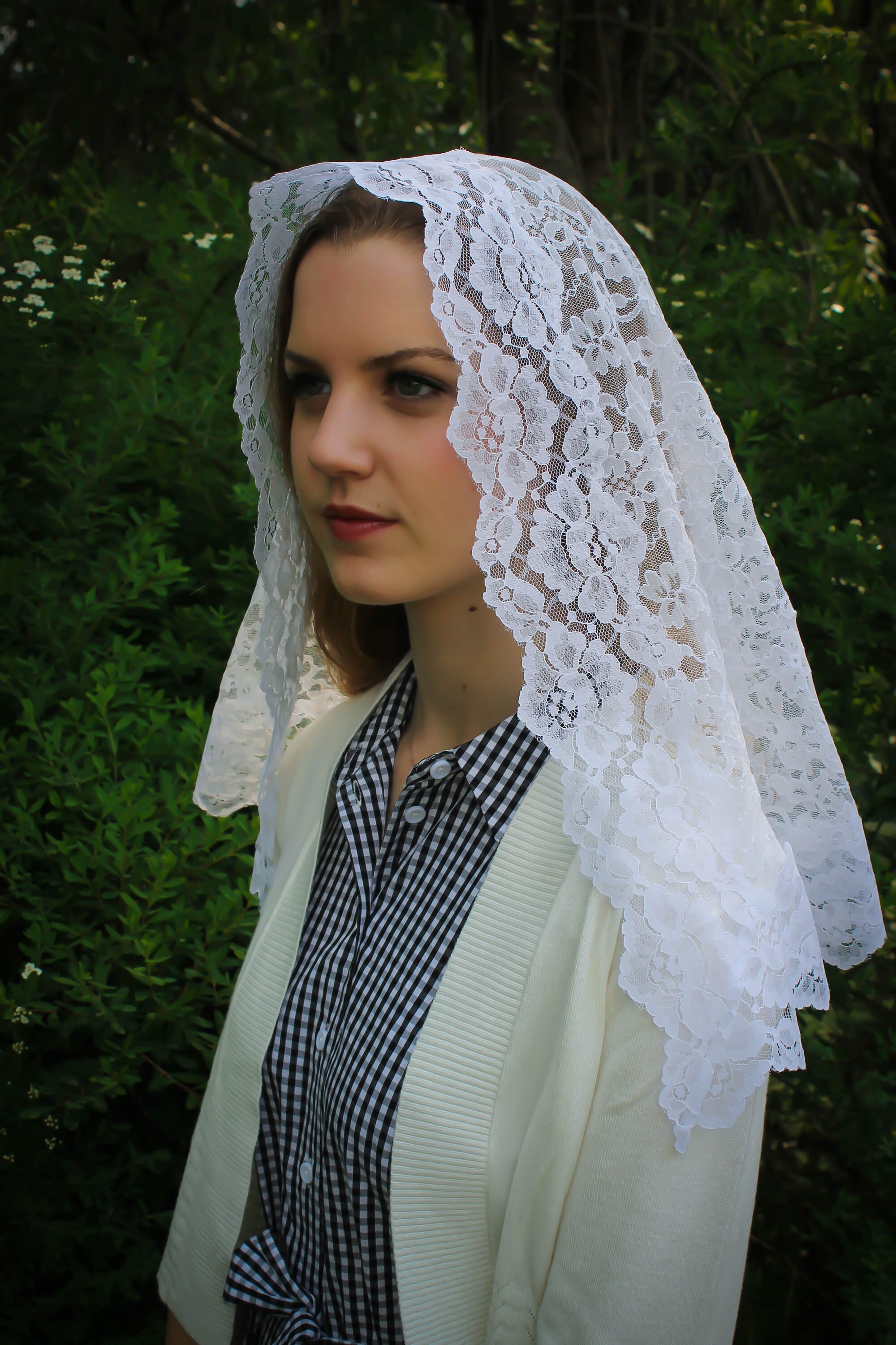 Evintage Veils~ Our Lady of Light Pure White Traditional Catholic ...