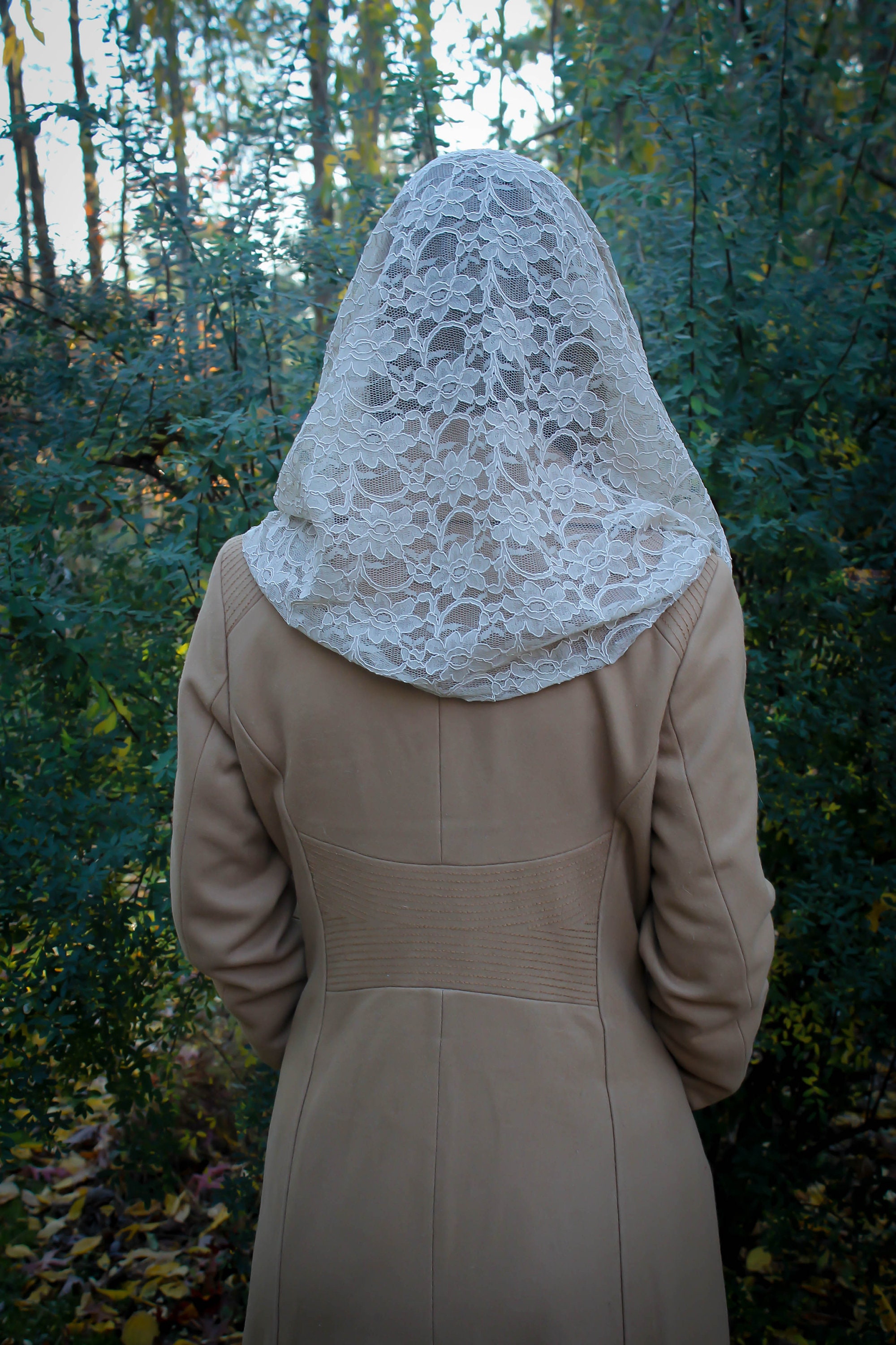 Evintage Veils~ Regina Caeli Soft Beige Embroidered Lace Chapel Veil ...