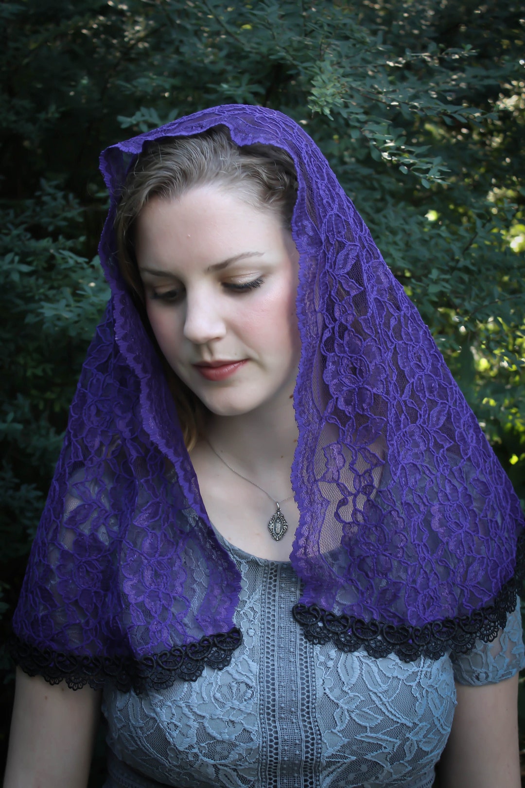 Evintage Veils~ READY TO SHIP Advent Lent Rich Purple Soft Embroidered ...