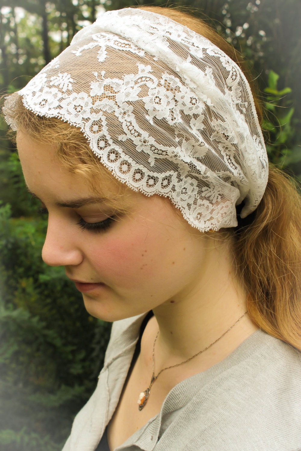 Evintage Veils~ So Soft Headwrap Ivory Chantilly Vintage-Inspired Lace ...