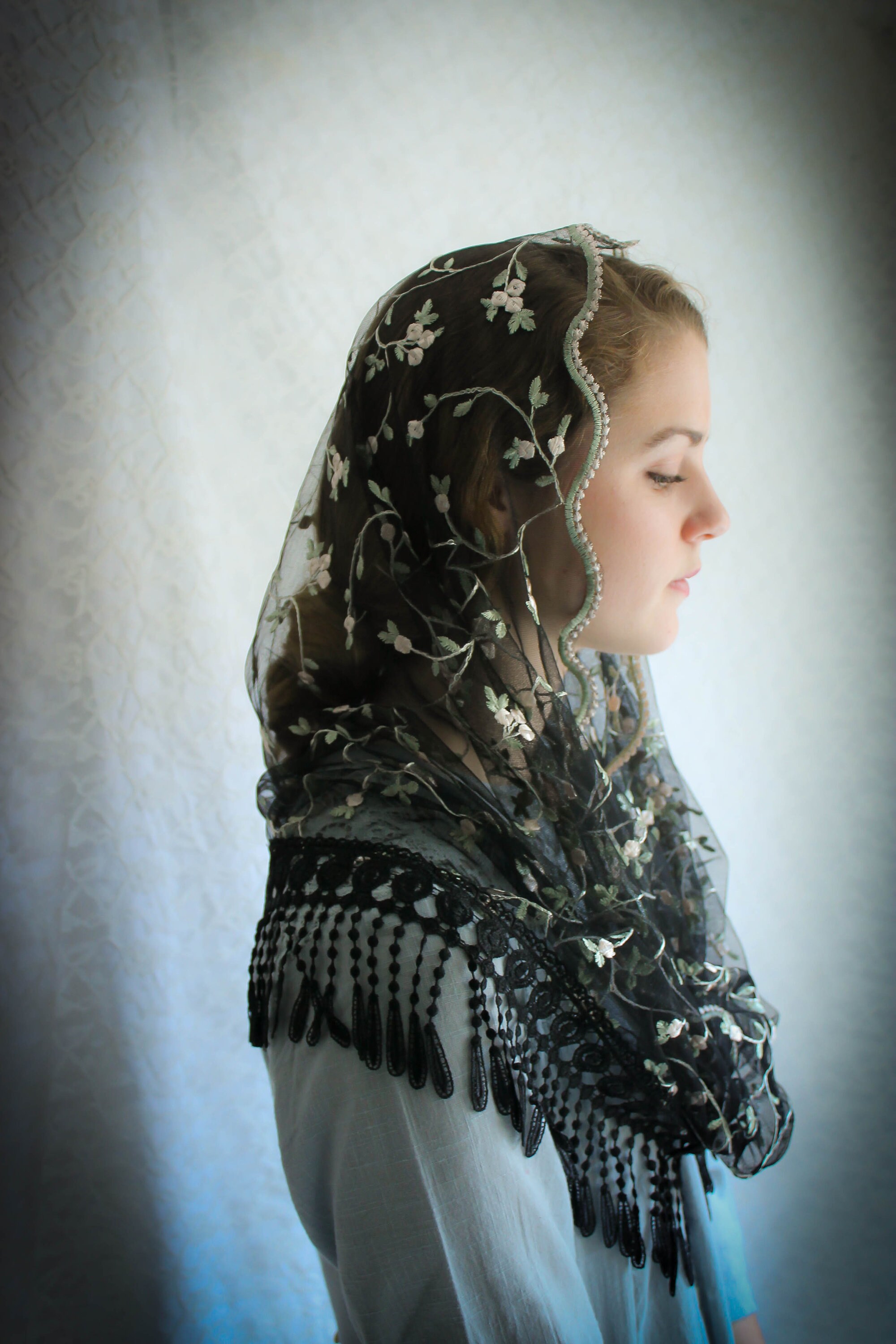 Evintage Veils~ ST Therese Little Flower Soft Ivory or Black ...