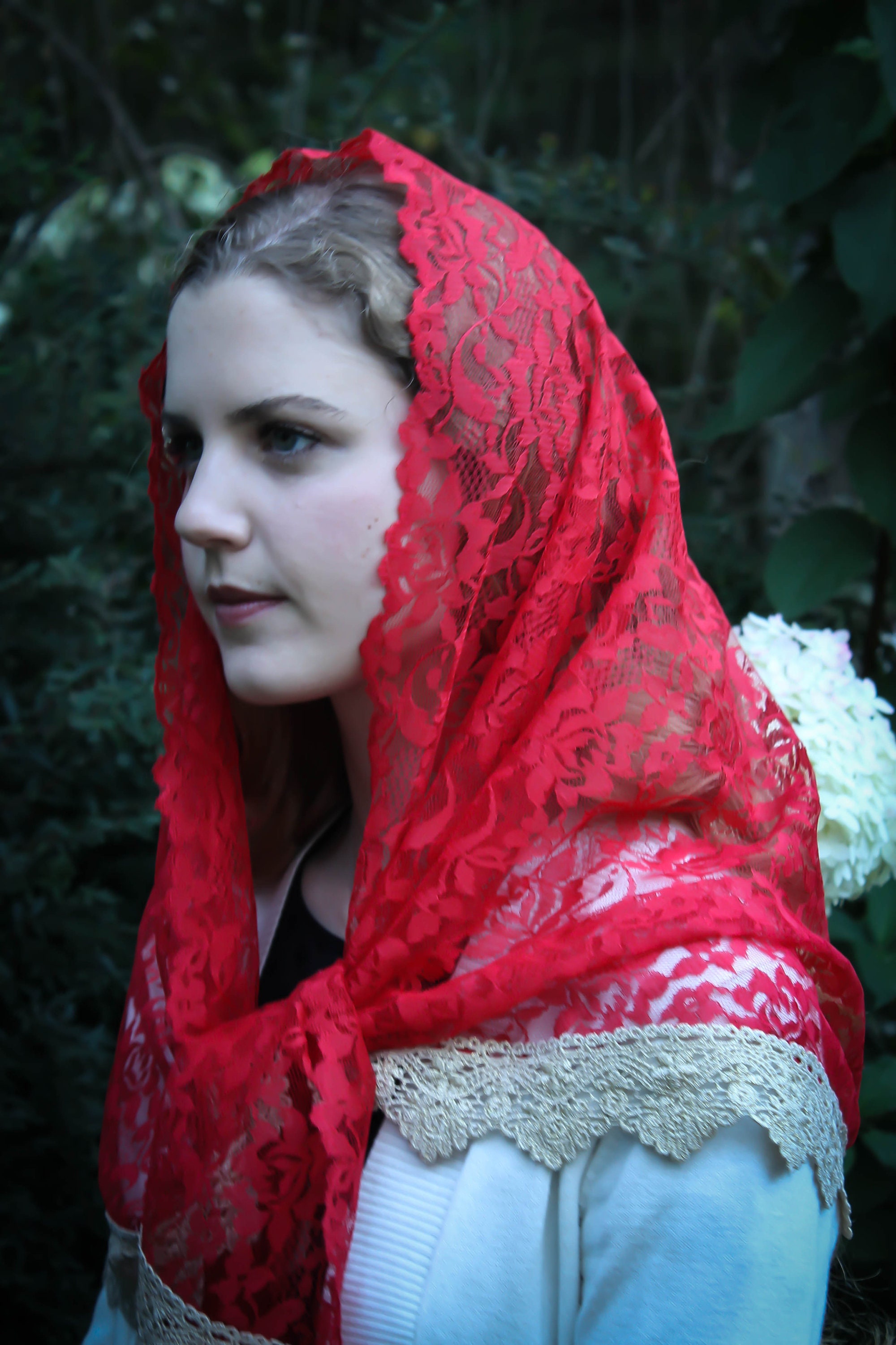 Evintage Veils~ Lovely Pentecost Red/Gold or Ivory/Gold Embroidered ...