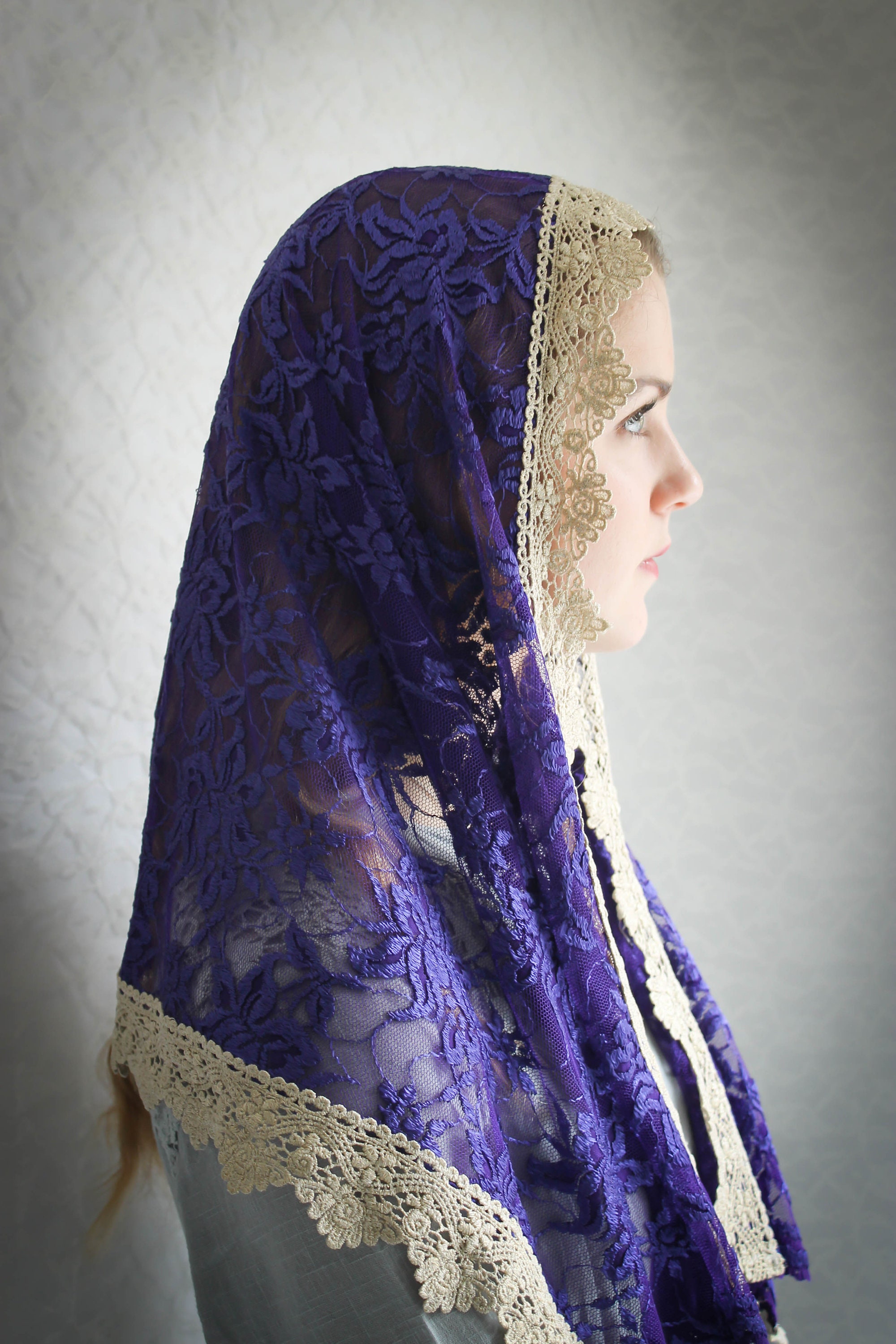Evintage Veils~Our Lady of the Fields Royal Purple and Gold Chapel Veil ...