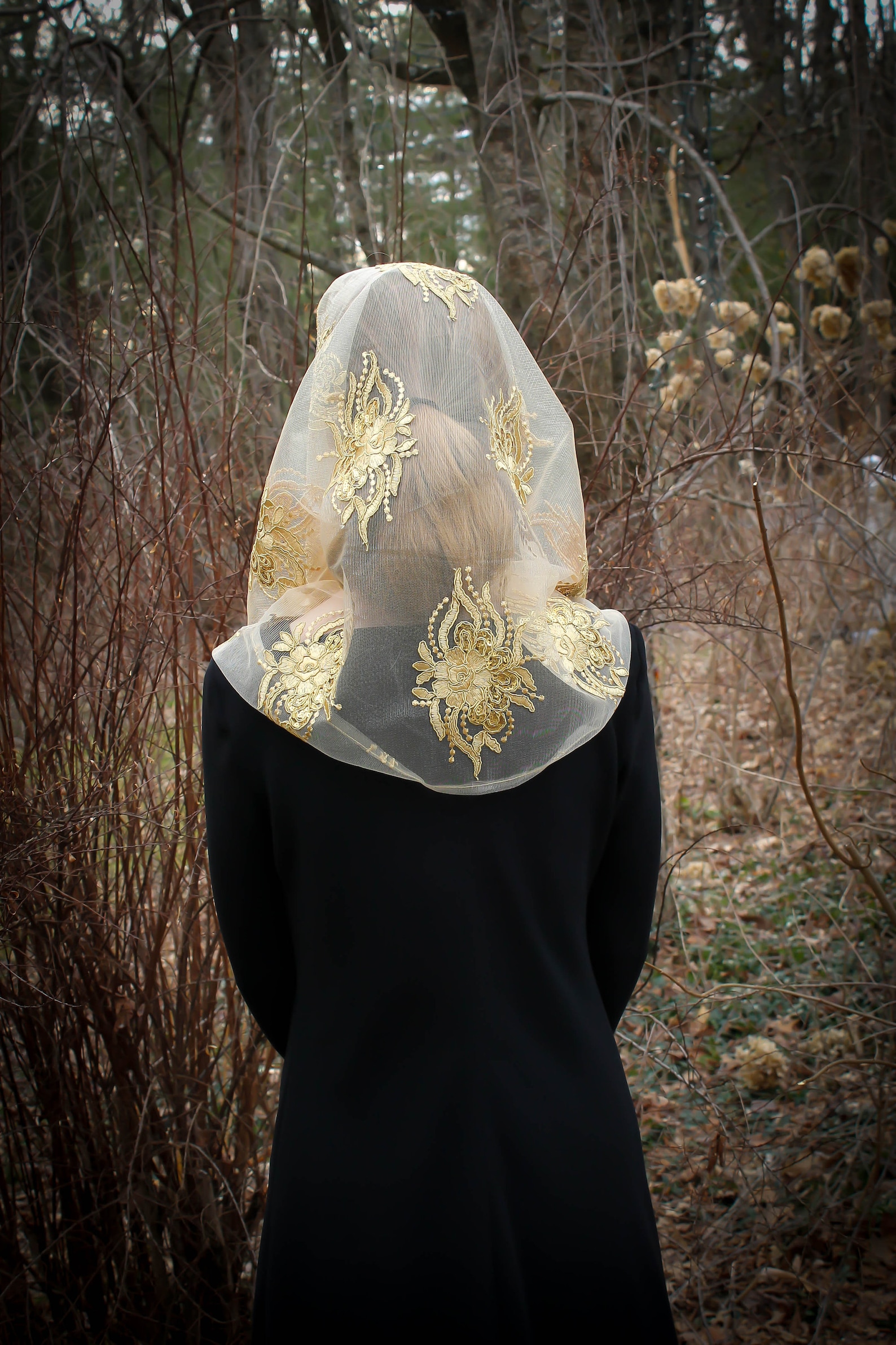 Evintage Veils~ Queen of Peace White/silver OR Gold on Champagne Sequin ...