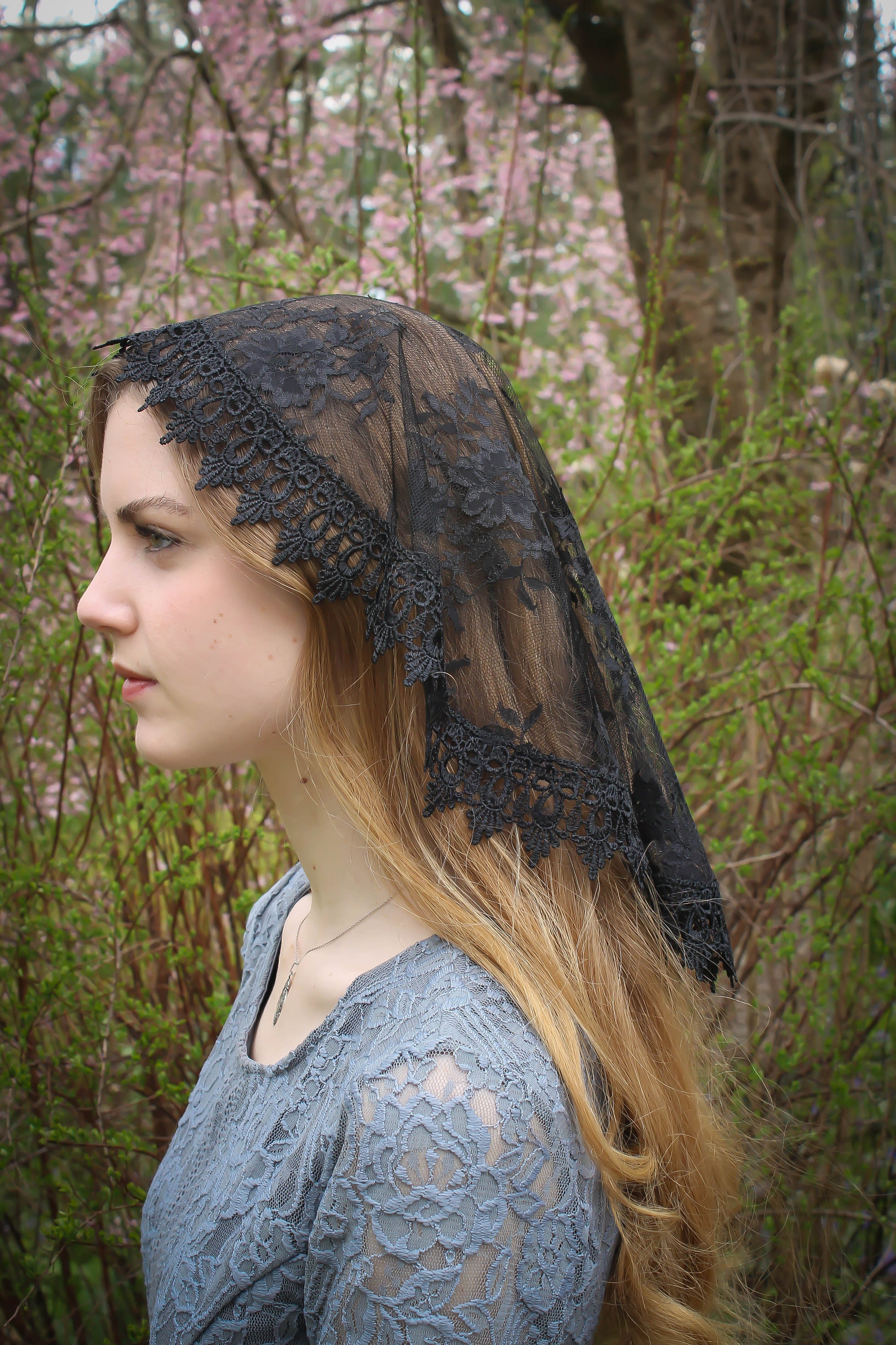 Evintage Veils~ Princess Style Chantilly Lace Traditional Catholic ...