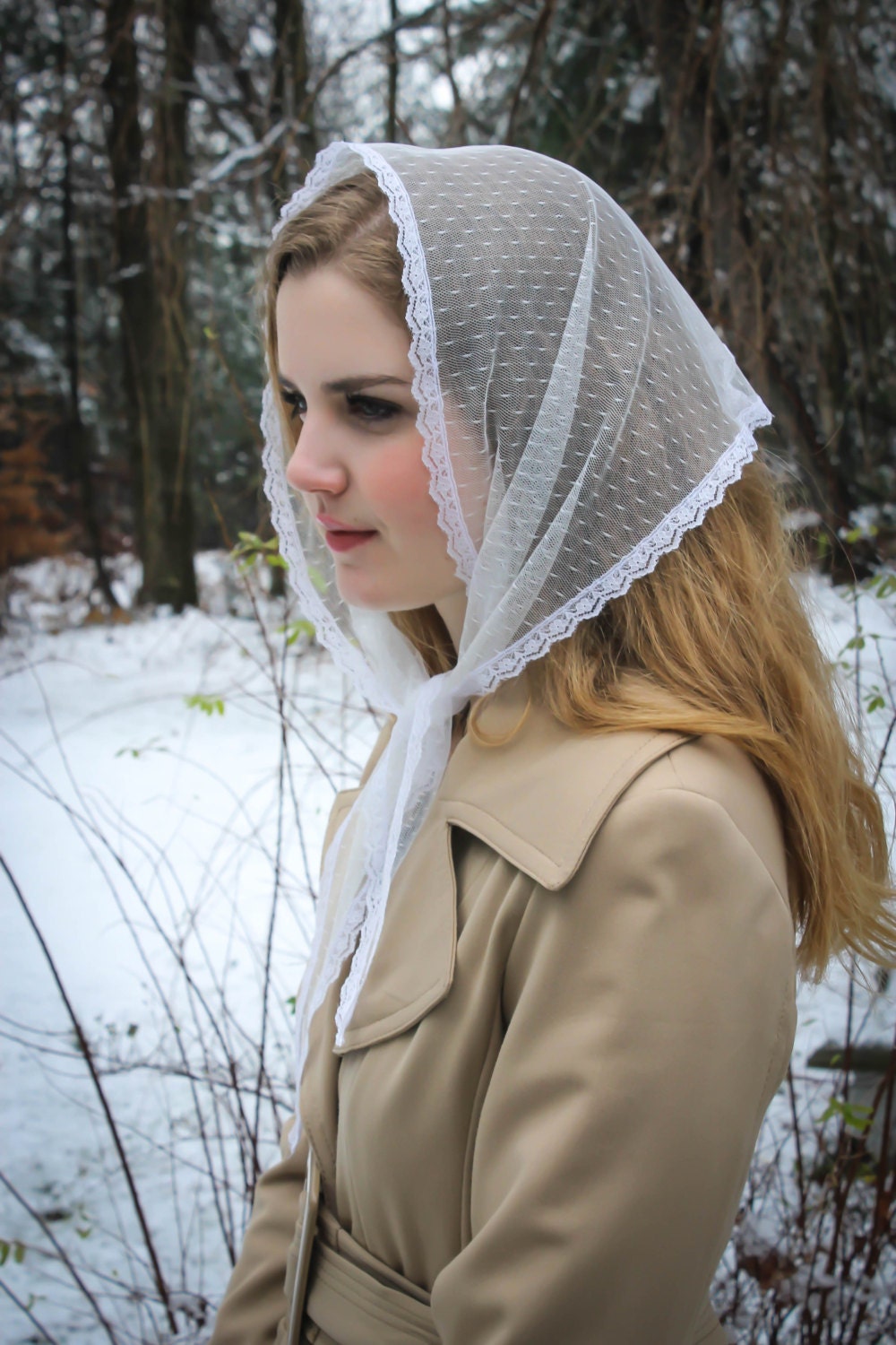 Evintage Veils~ So Soft Vintage Inspired Lace Head Covering Kerchief