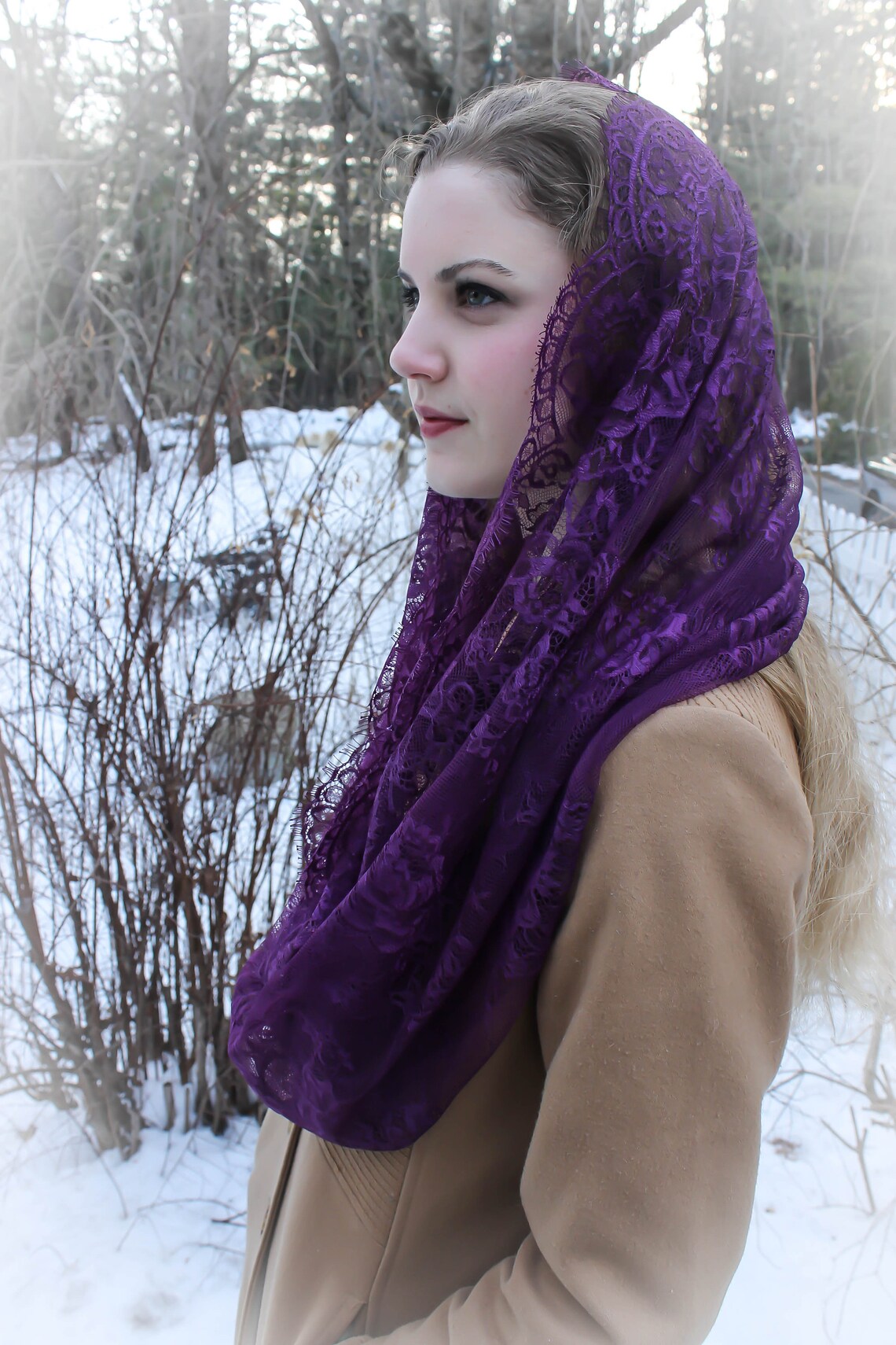 Evintage Veils: Lent/advent Purple Spanish Style Lace Infinity - Etsy