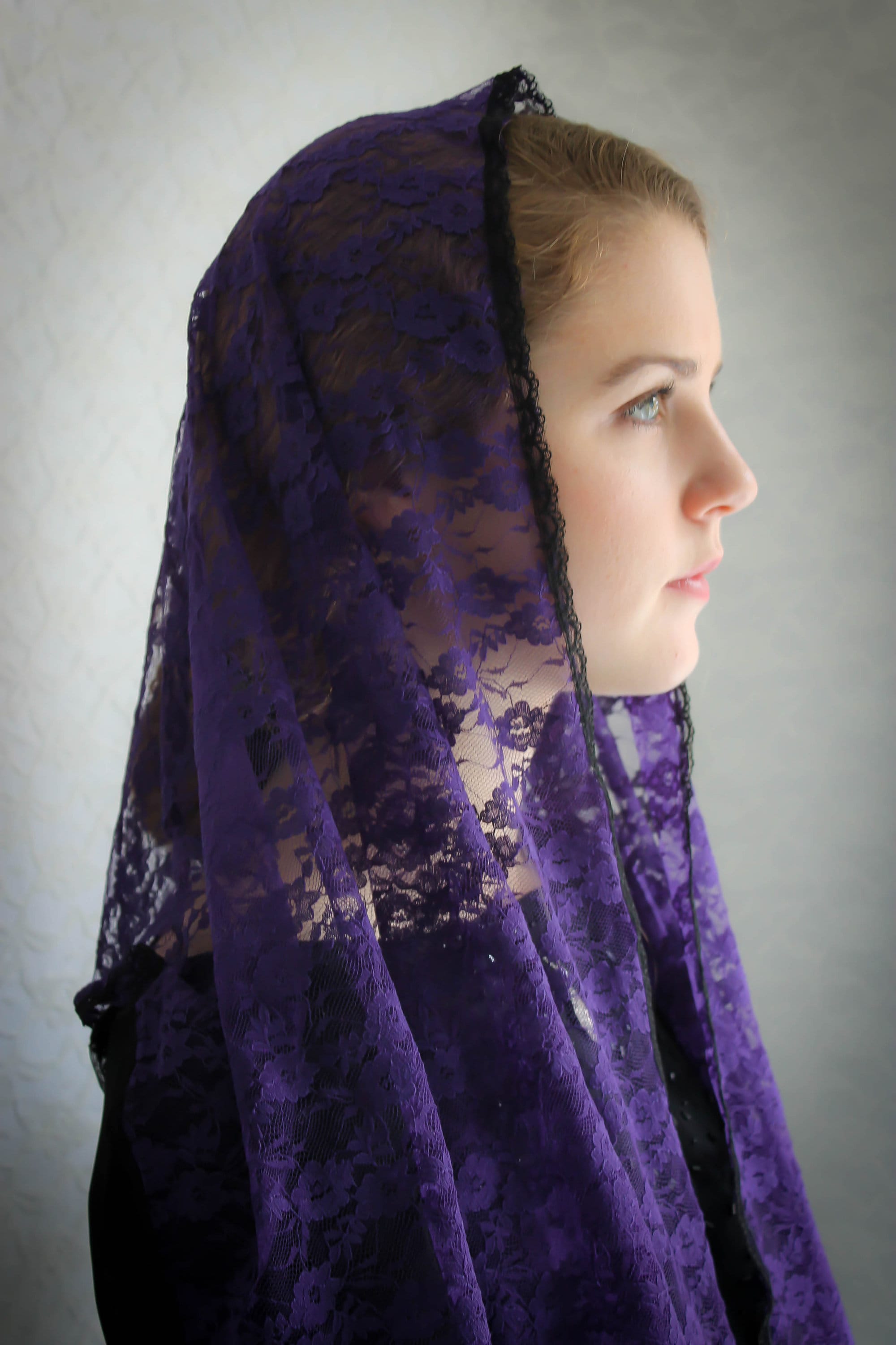 Evintage Veils~Advent Lent Scarf Chapel Veil Mantilla Wrap Veil Advent ...