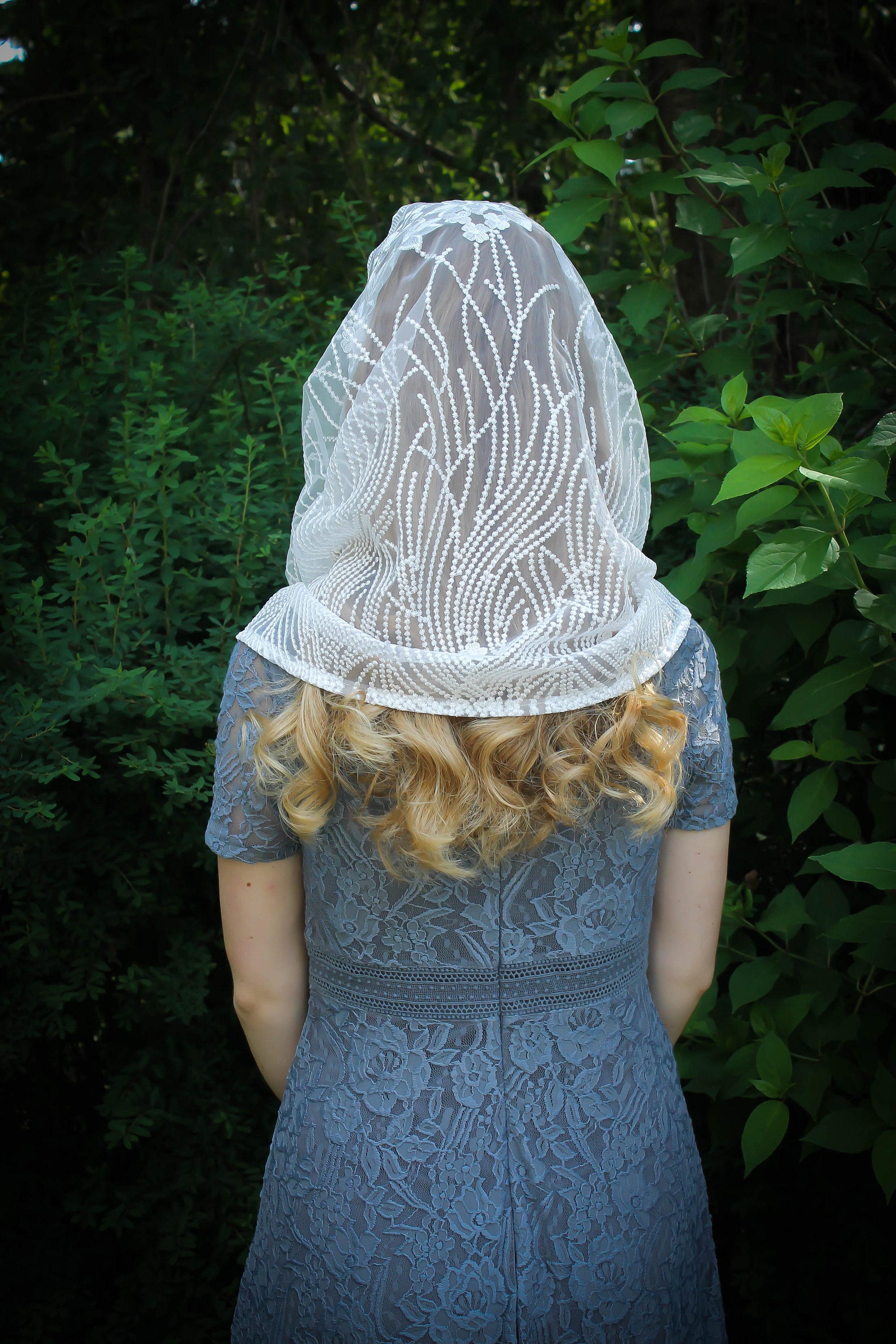 Evintage Veils~ Our Lady of Guadalupe Lovely White Floral Embroidered ...