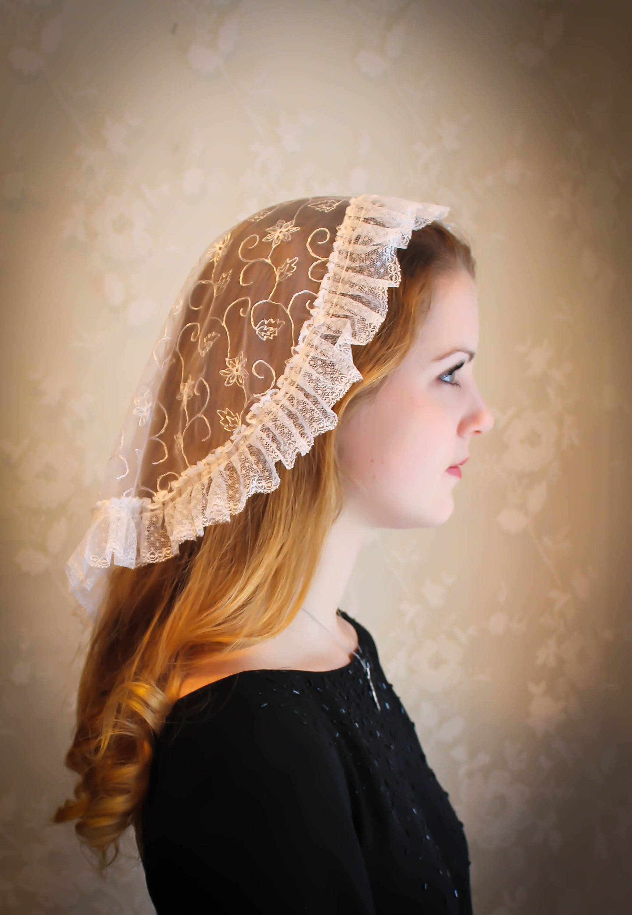 Evintage Veils~ Princess Style Sacre-Coeur Traditional Catholic White ...