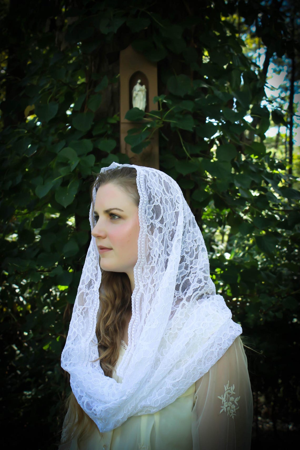 Evintage Veils~ READY TO SHIP Pure White Regina Caeli Embroidered Lace ...