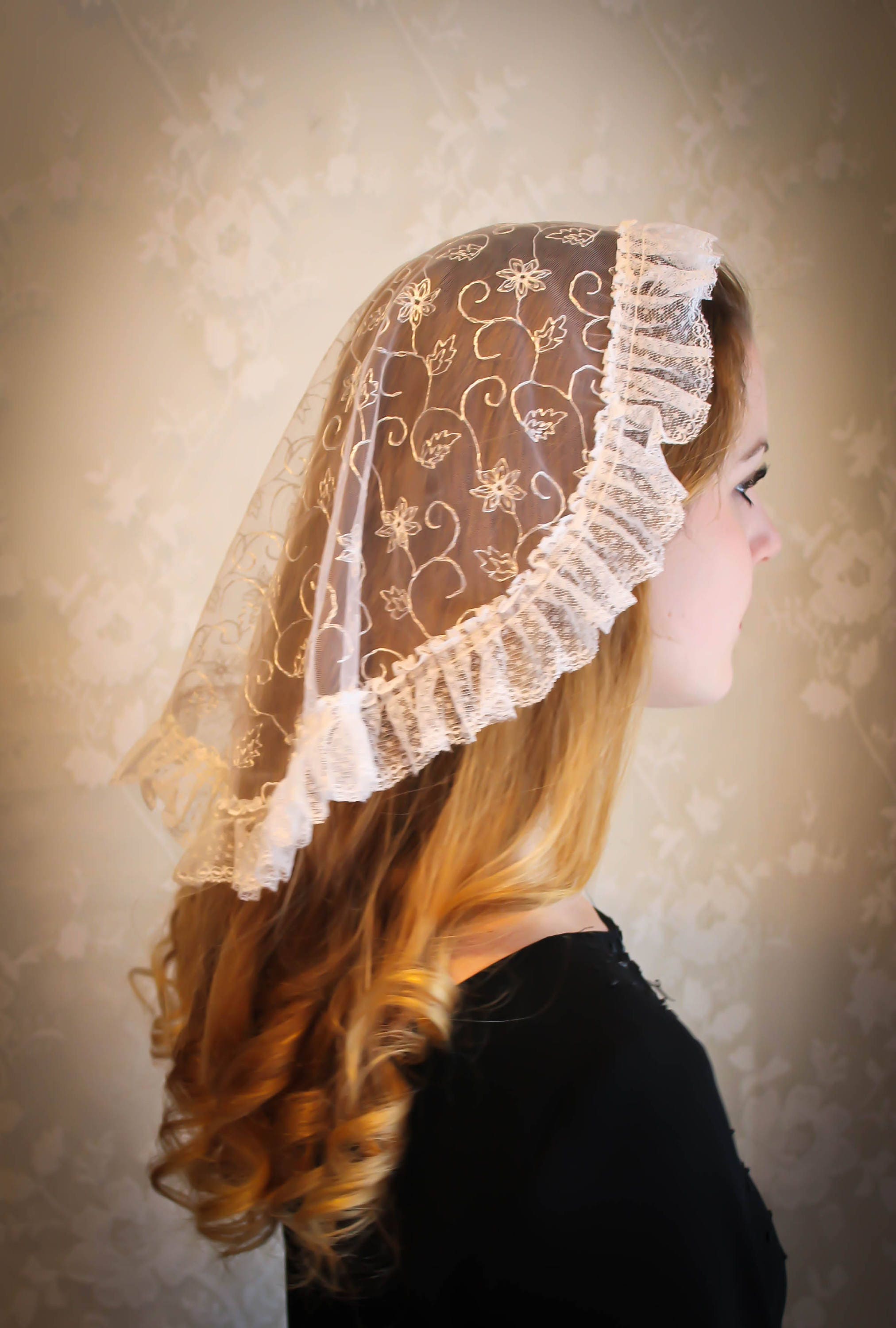 Evintage Veils~ Princess Style Sacre-Coeur Traditional Catholic White ...