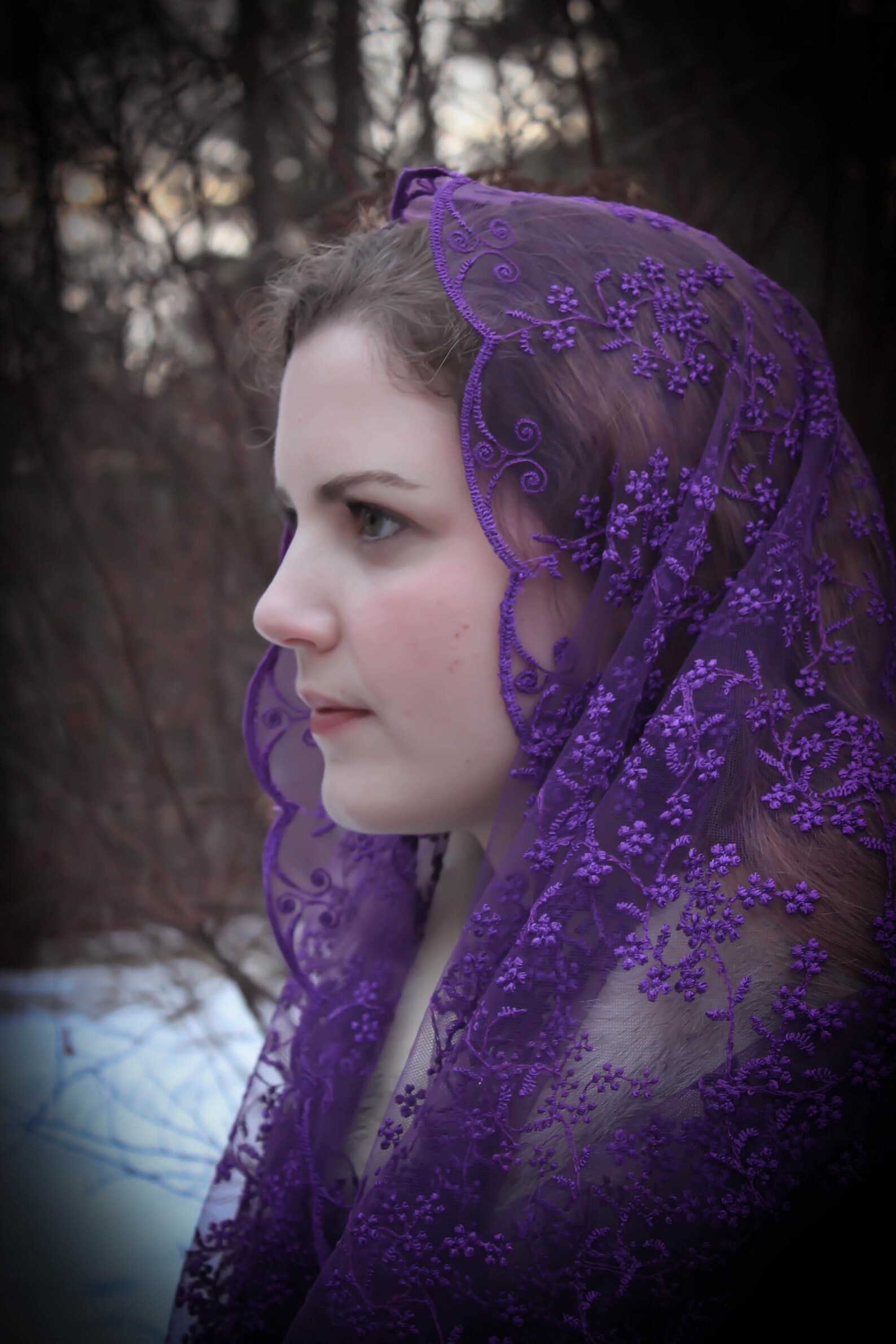 Evintage Veils~ READY TO SHIP Queen of Peace Rich Purple Embroidered ...