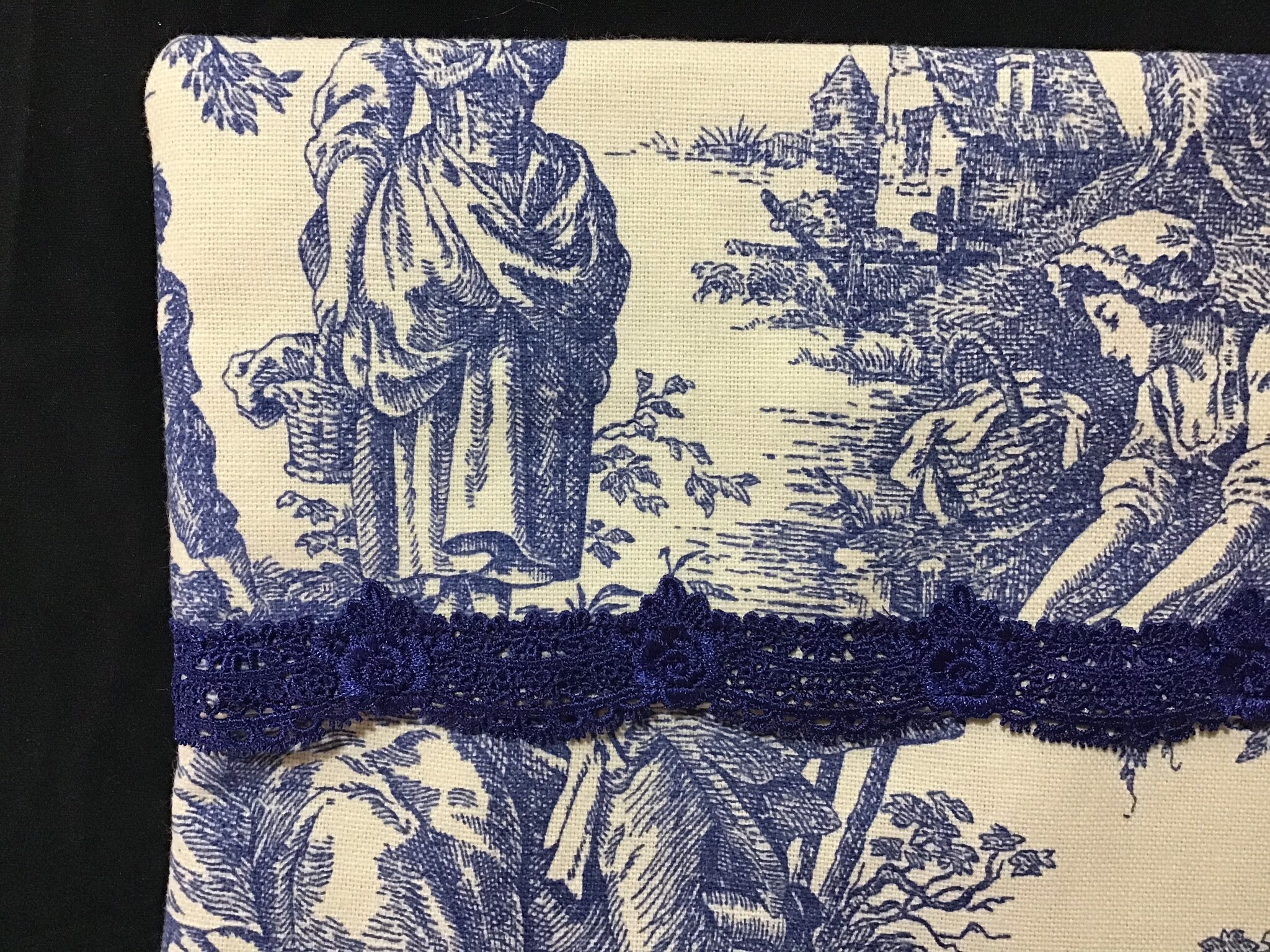 EVINTAGE VEILS~ French Countryside Toile Provincial Blue/Cream Linen ...