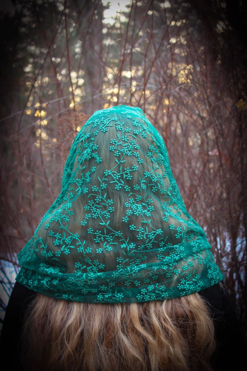 Evintage Veils~ READY TO SHIP Queen of Peace Embroidered Lace Chapel ...