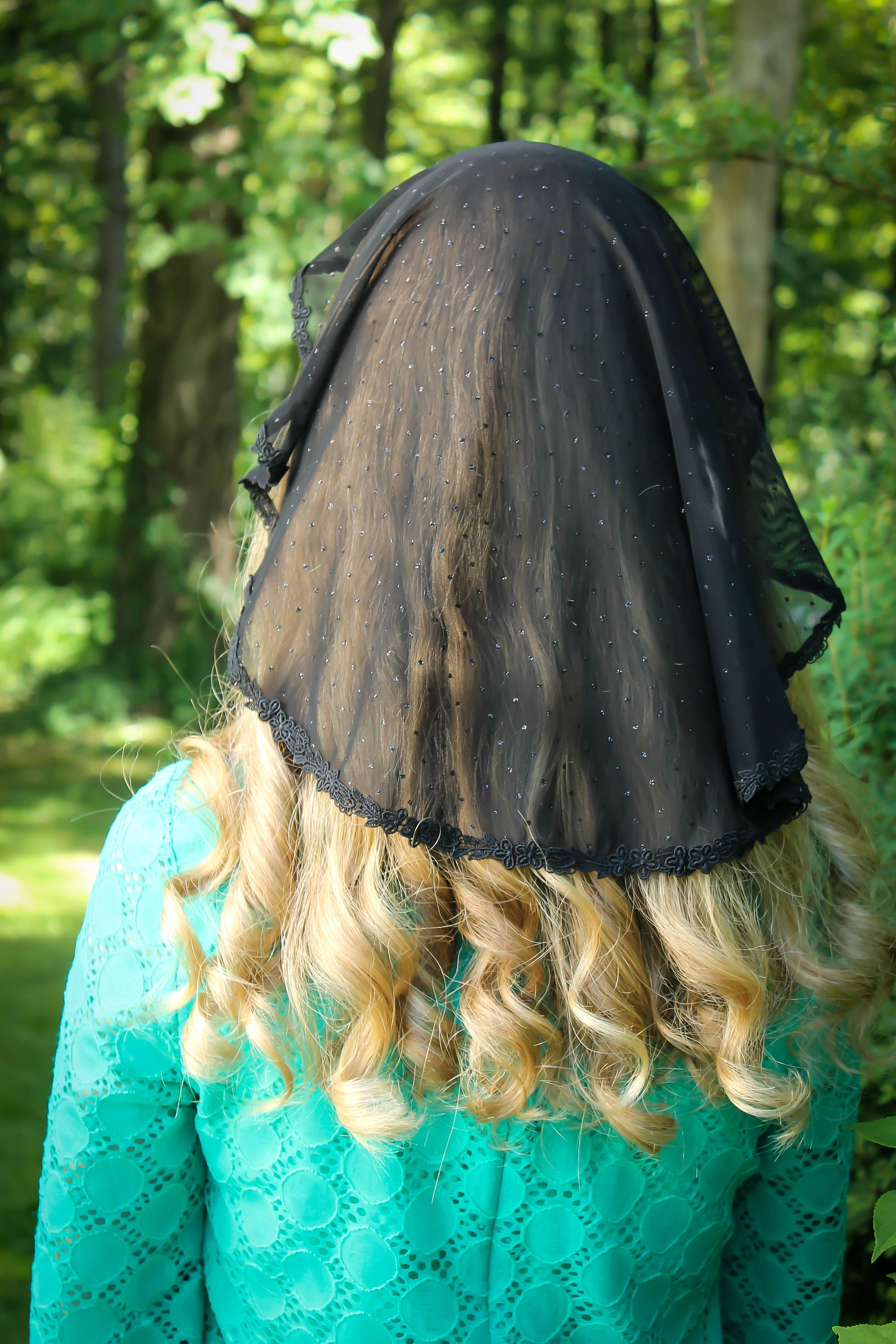 Evintage Veils~ Princess Style Sacre-Coeur Traditional Catholic Black ...