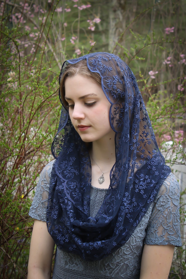 Evintage Veils~ READY TO SHIP Queen of Peace Soft Midnight Blue ...