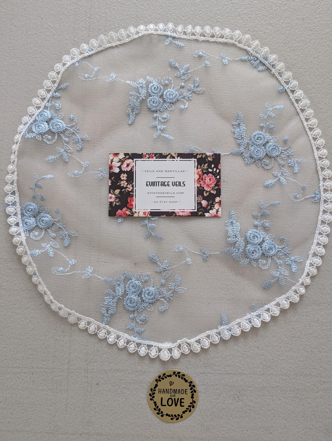 Evintage Veils: Elegant Floral Lace Chapel Cap Veil Three Colors! - Etsy
