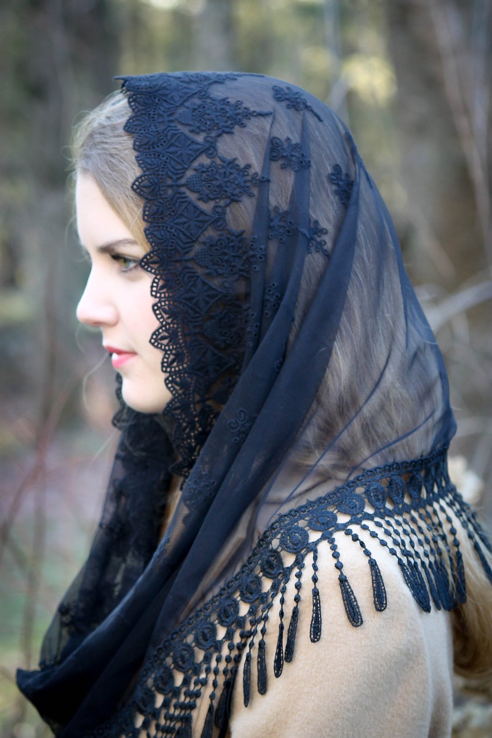 Evintage Veils~ French Lace Chapel Veil Mantilla Infinity Veil Latin ...